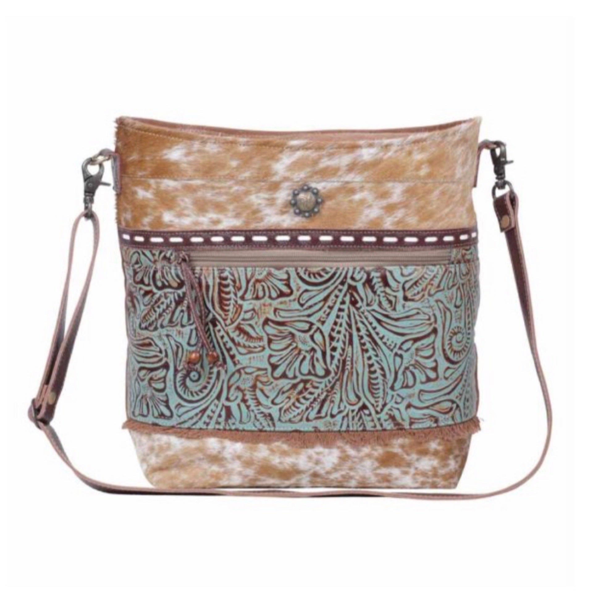 Peridot Cowhide and Leather Bag | Prickly N Sweet Cactus Boutique, LLC